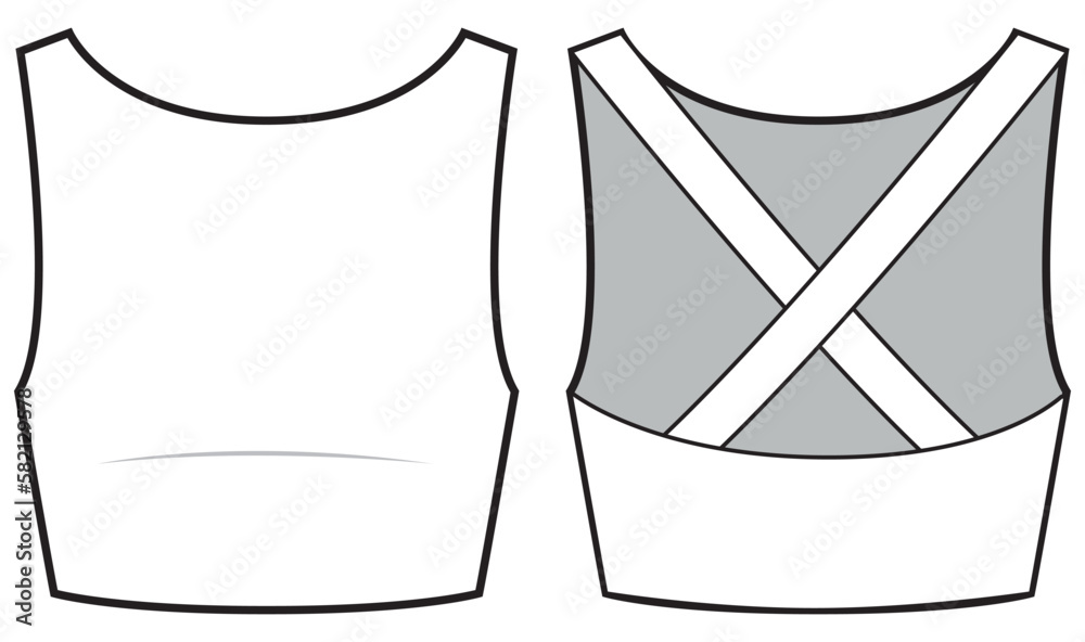 womens reversible crop top flat sketch vector illustration technical ...