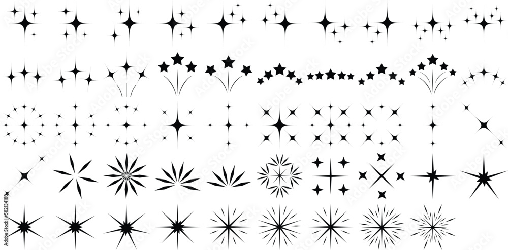 Sparkles shape and fire flakes shape Set 50 sparkle or shine effect ...