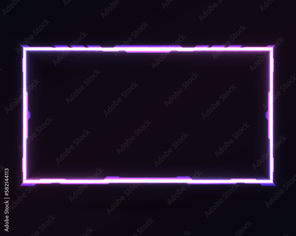 Futuristic purple neon stream overlay game gui screen panel border ...