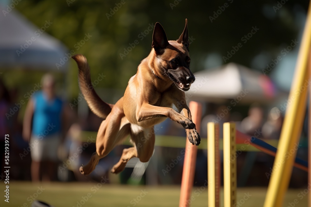Determined Belgian Malinois Successfully Completing an Agility Course ...
