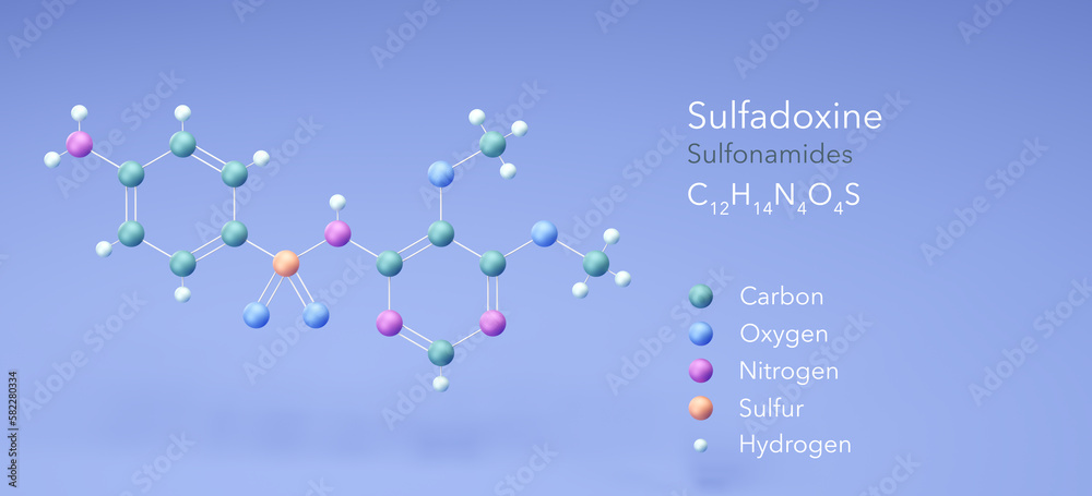 Stock-Illustration „sulfadoxine molecule, molecular structures ...