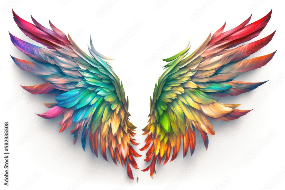rainbow wings isolated on white background Stock Illustration | Adobe Stock