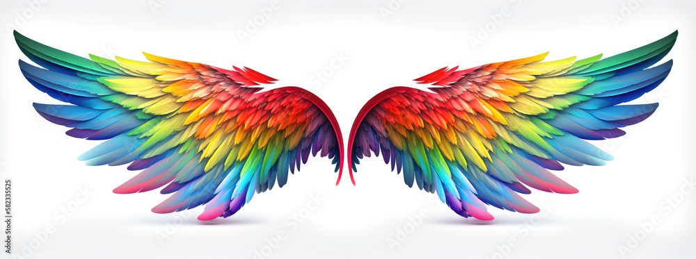 abstract colorful wings rainbow isolated on white background Stock ...