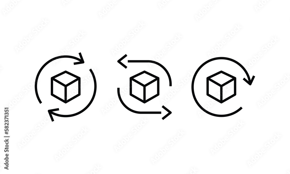 Exchange of goods line icon. Return parcel sign. Package tracking ...