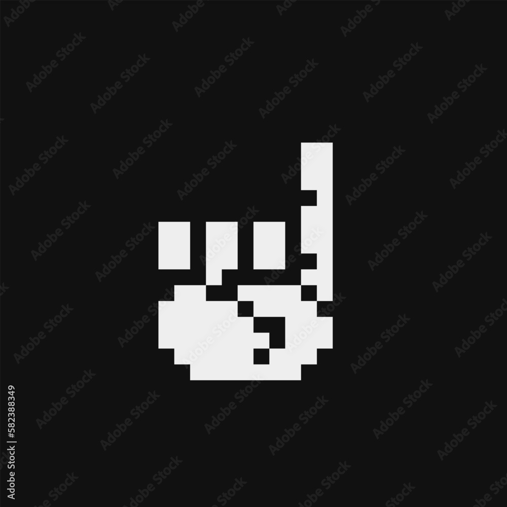 Index pointing up. Finger up. Video game sprite. Pixel art style. Isolated vector illustration ...
