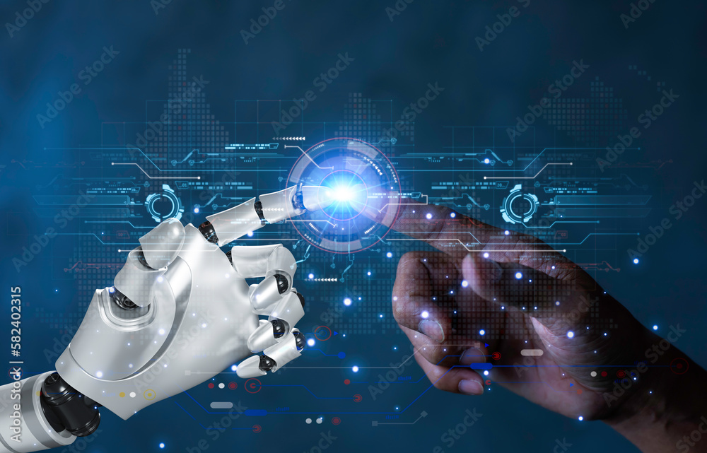 AI machine learning. artificial intelligence, 3D illustration, Robot ...