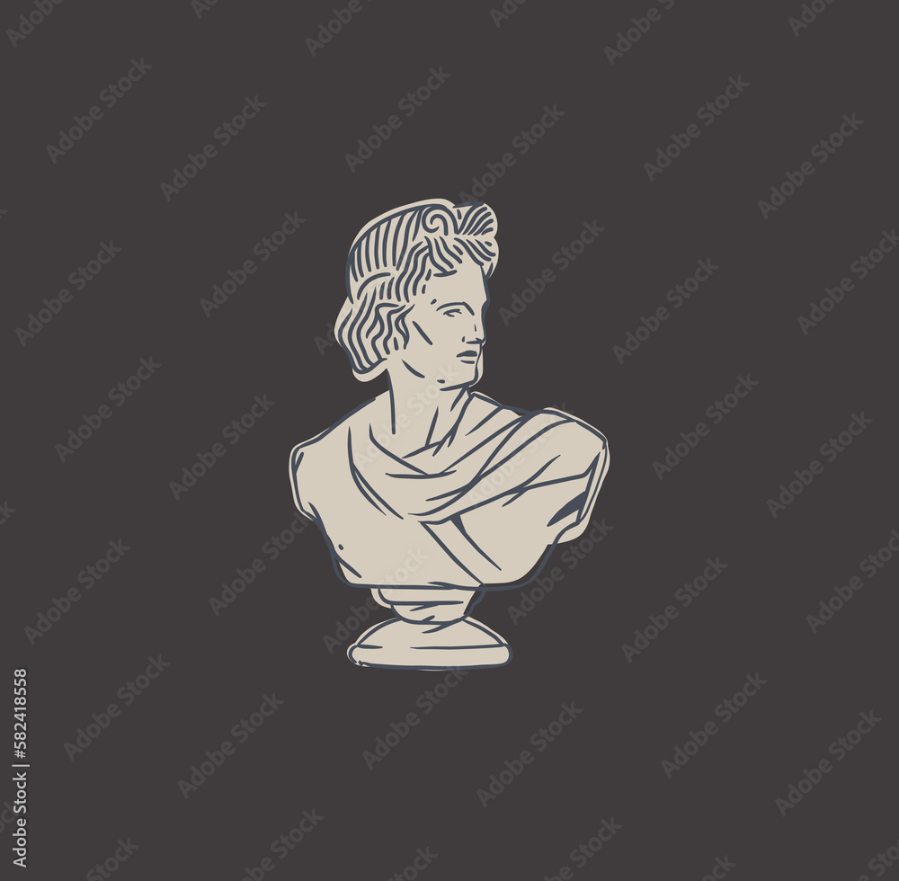 Hand drawn vector abstract outline,graphic,line art greek ancient ...