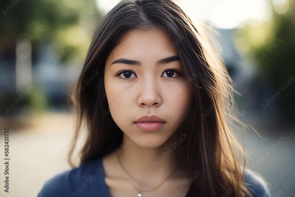 Teenager Asian Girl Face in General Public Place. She is Beautiful Girl ...