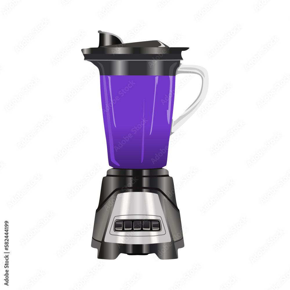 Blender with grape juice, modern kitchen appliances, realistic vector ...