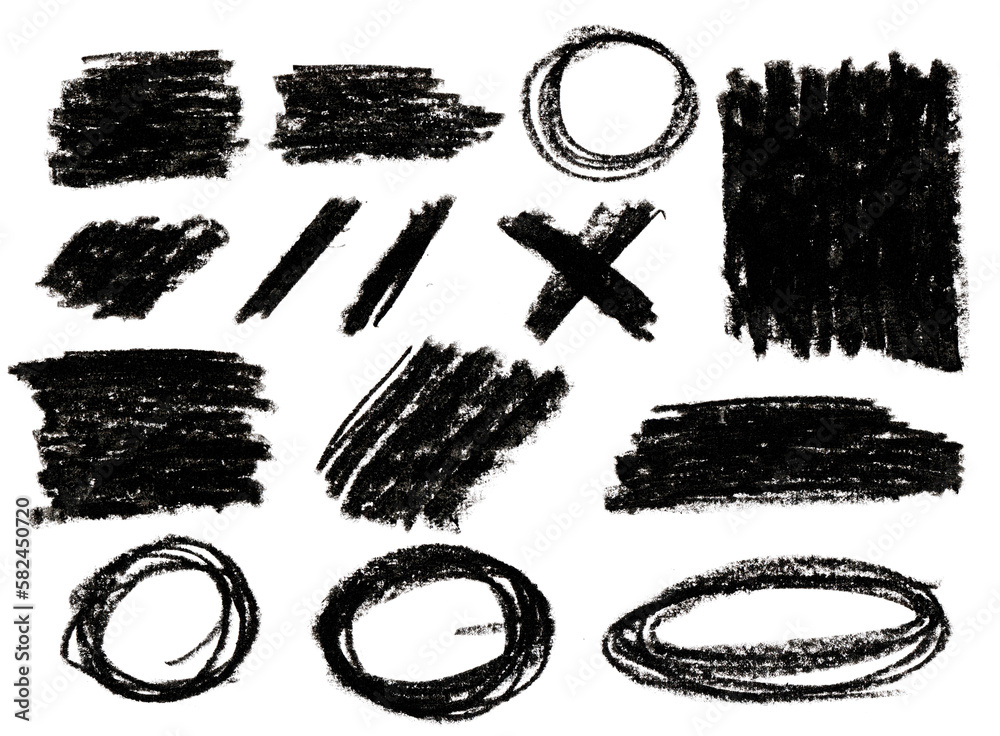 Colección de trazos realizados con ceras, trazos reales hechos a mano ...