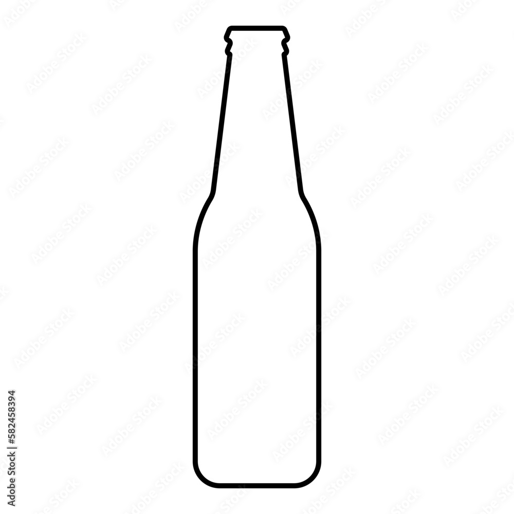 Bottle beer with glass contour outline line icon black color vector ...