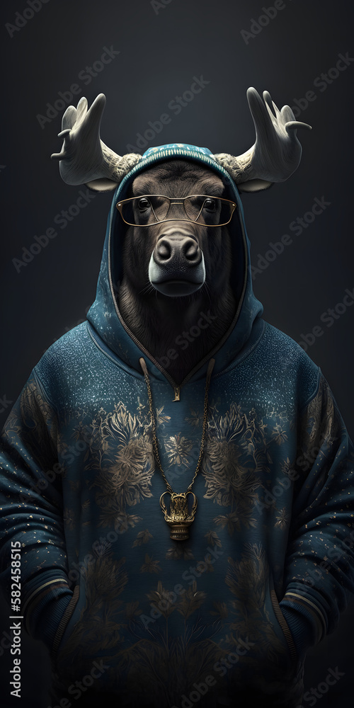 moose rapper, zoo rap project, generative ai Stock Illustration | Adobe ...