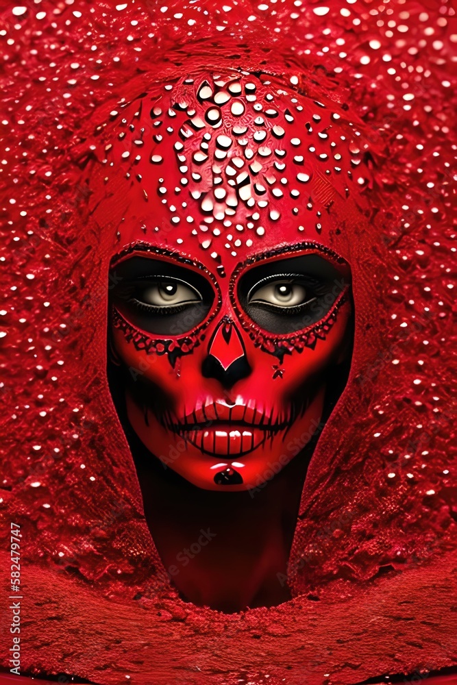 Ilustração Beautiful Catrina for the day of the dead with flowers ...
