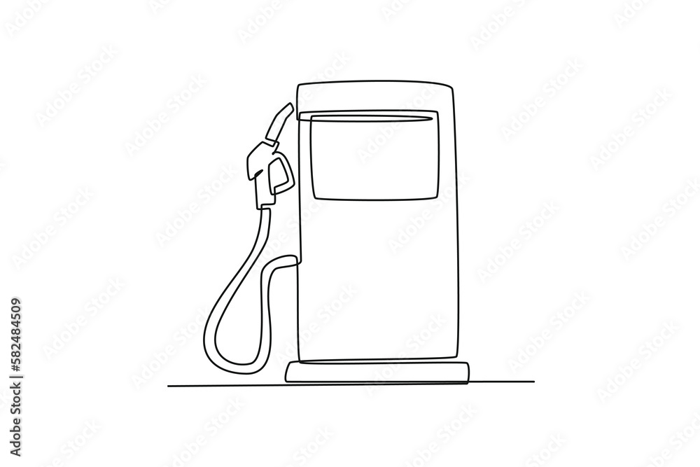 Single one-line drawing gas station icon. Gas station concept ...