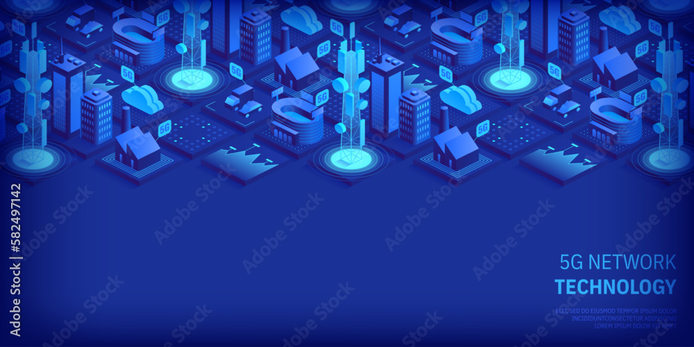 5g network technology concept. Wireless mobile telecommunication ...