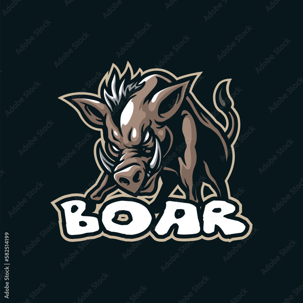 Vektor desain logo maskot babi hutan dengan gaya konsep ilustrasi ...