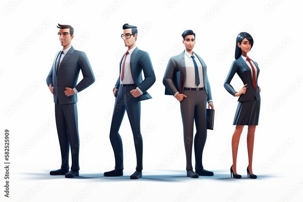Business Team Ready for Office Work: Successful Team in Clipart Style ...