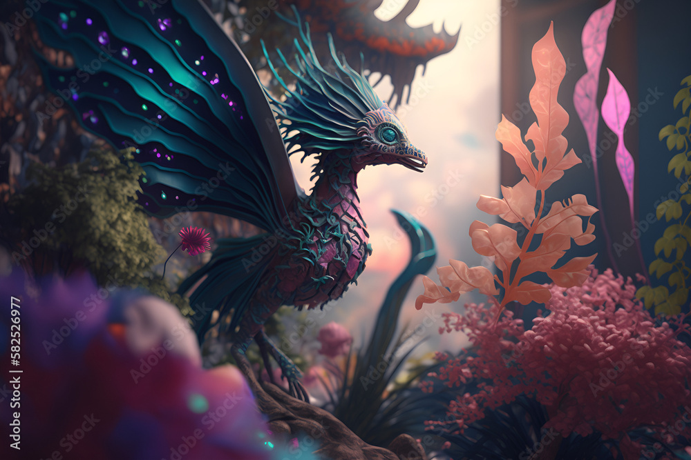 Mythical and surrealistic creature with a strange and different shape ...