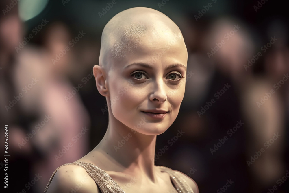Beautiful bald white woman with shaved head. generative AI Stock ...