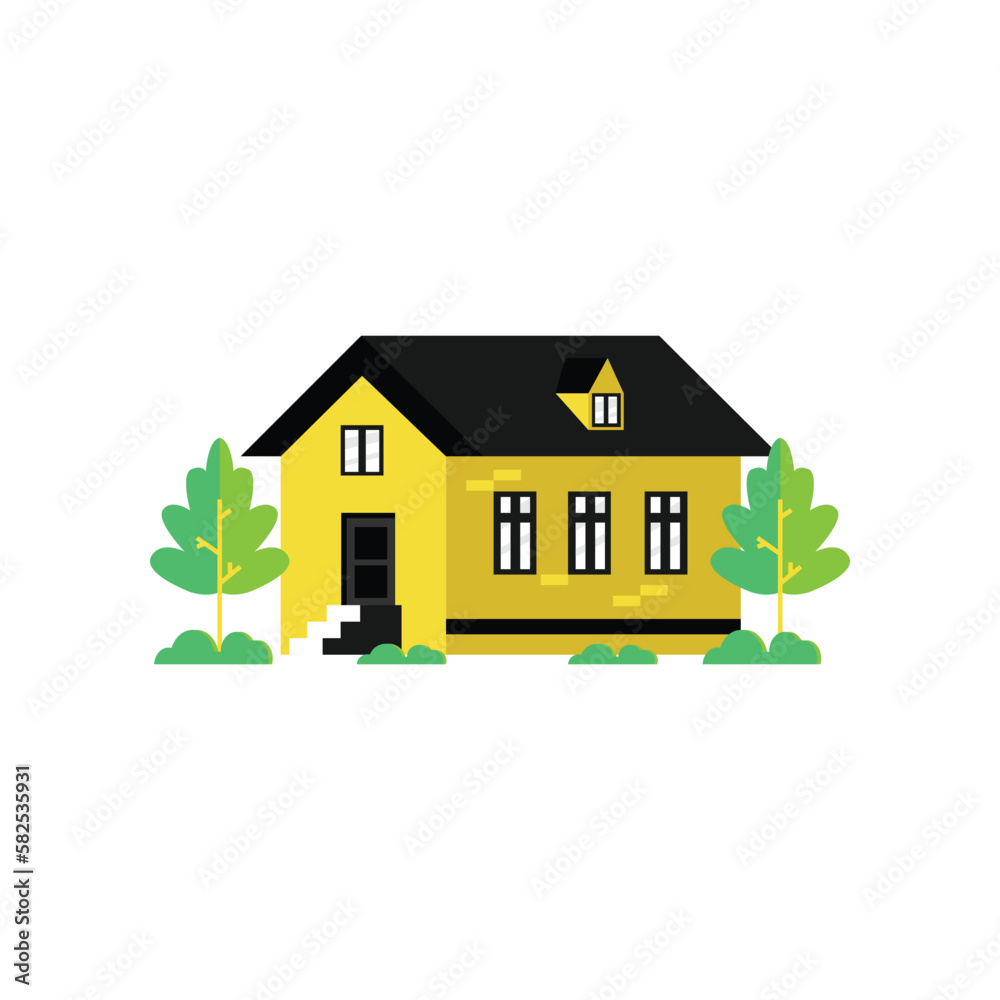 Cartoon house concept building design graphic Stock Vector | Adobe Stock