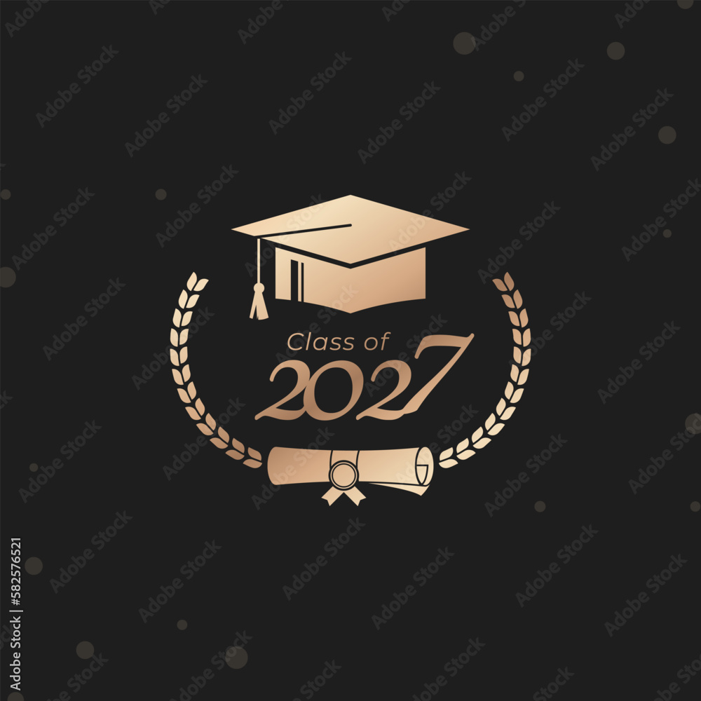Class of 2027 Year Graduation of Decorate Congratulation with Laurel ...