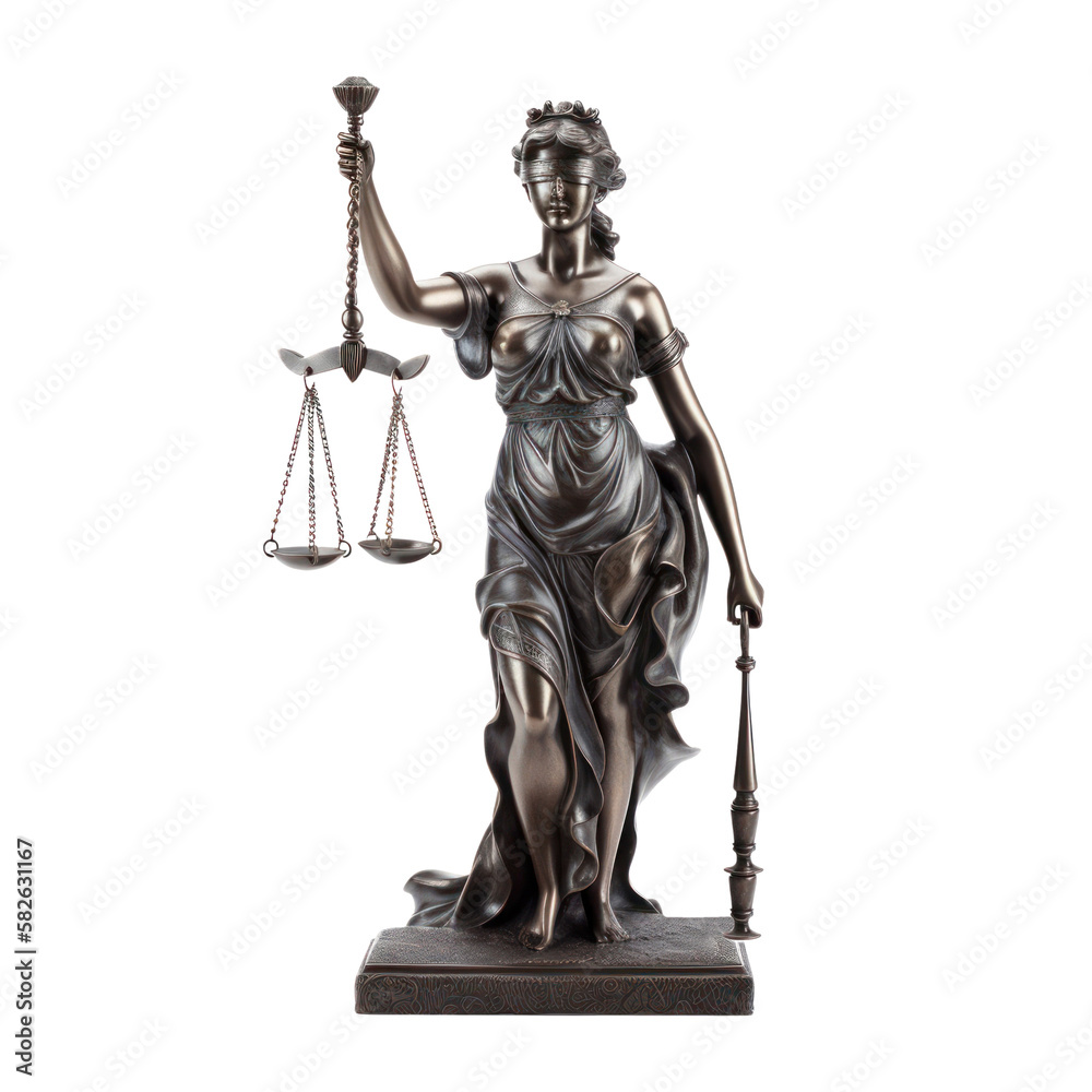 Lady Justice statue isolated on transparent background. Law concept ...