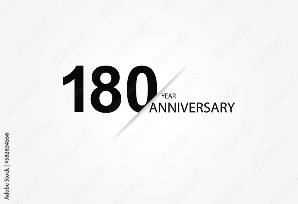 180 years anniversary logo template isolated on white, black and white ...