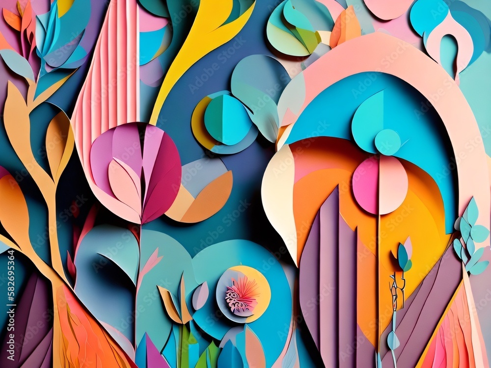 Multicolored plants, plant pattern. Backdrop of organic plant forms and ...