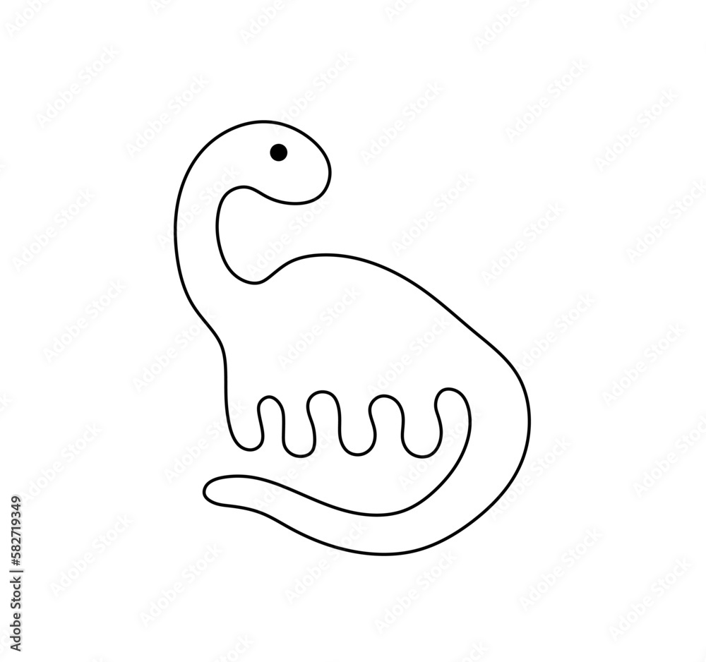 Vektor Vector isolated one single lil cute dino dinosaur with long neck ...