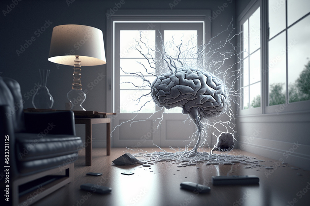 brain neurons and nerve endings, created by a neural network ...