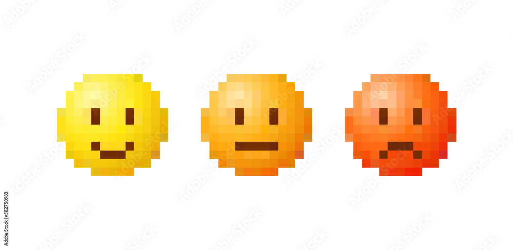 pixel emoji face. smiley emoticon with pixel art style , happy, smile ...