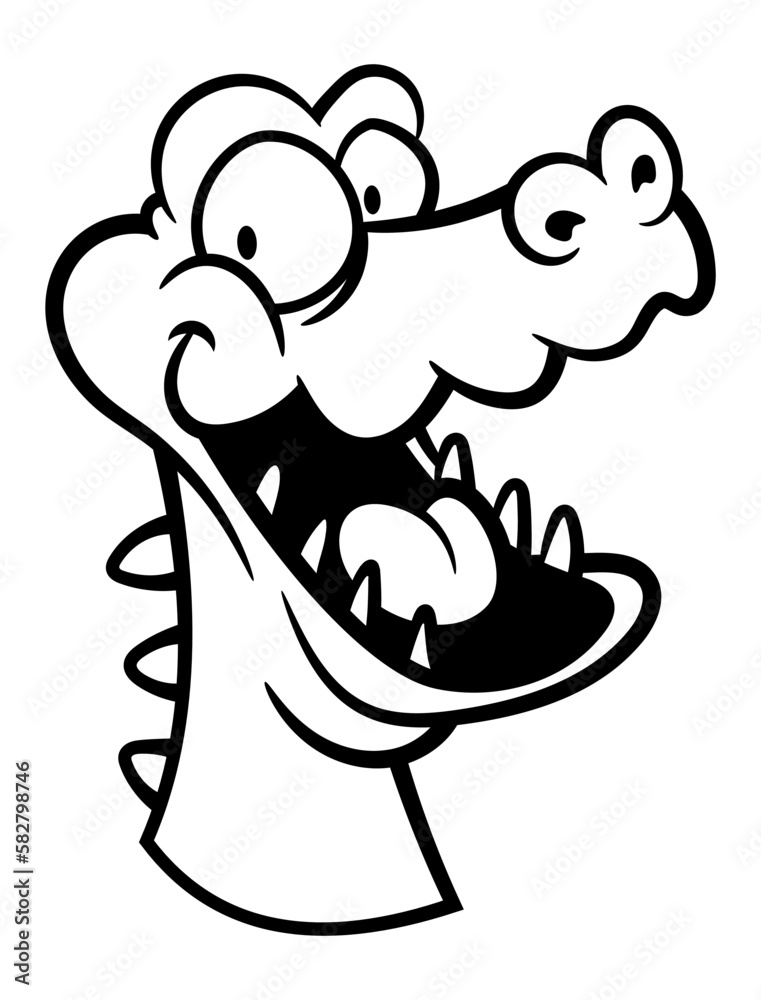 Cartoon illustration of Crocodile face with a big smile. Best for ...