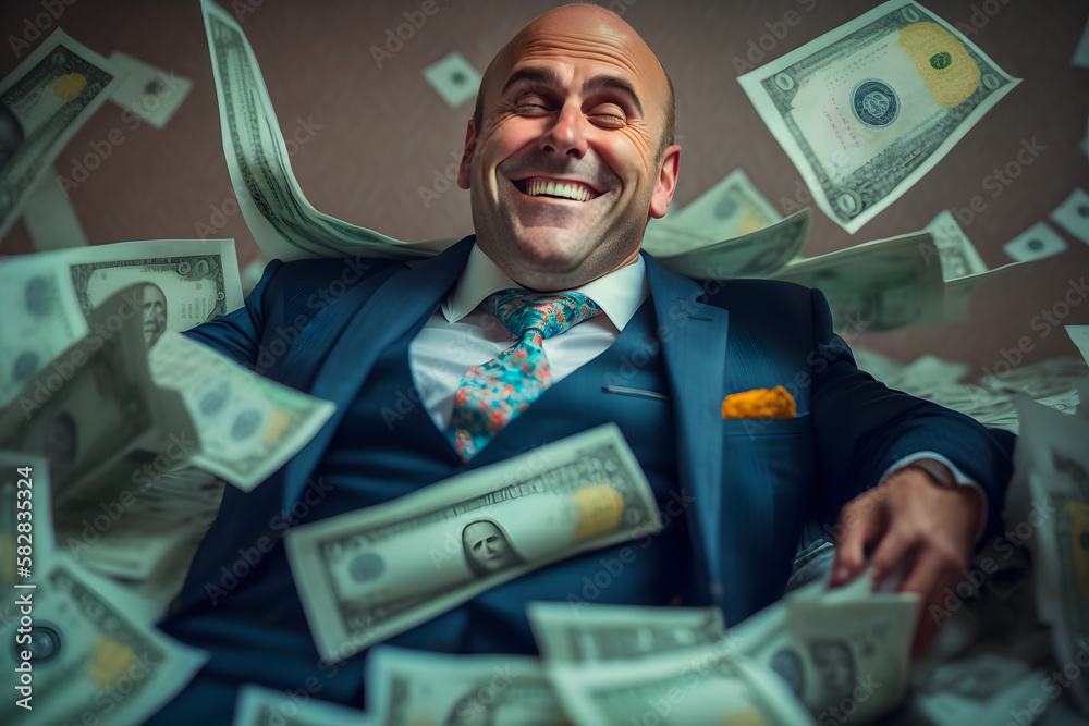 Ilustración de Stock Happy smiling laughing rich businessman in a ...