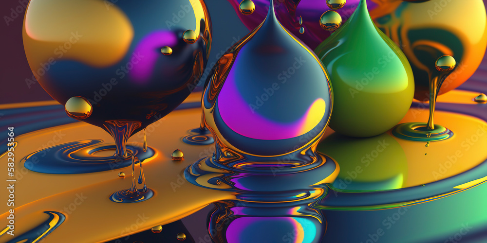 Abstract liquid vibrant colours, very colourful, ray tracing, unity URP shaders Stock ...