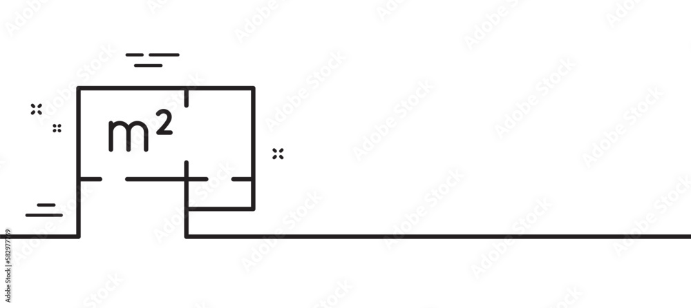 Floor plan line icon. House floorplan sign. Square meters of living ...