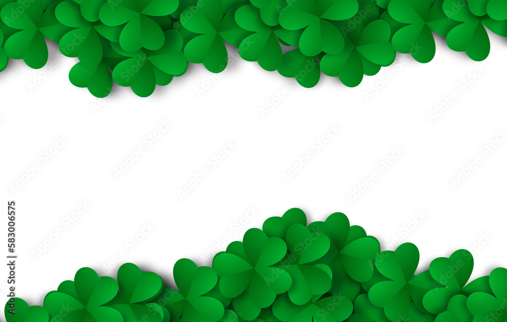Realistic shamrock leaves border frame with copy space text on ...