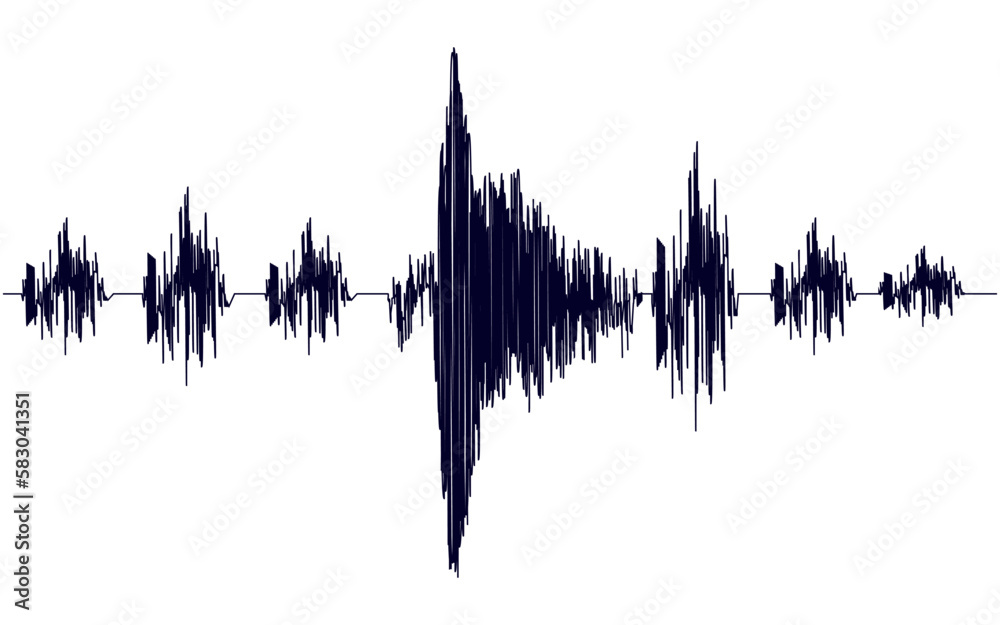 Black seismogram of seismic activity or lie detector record. Earthquake ...