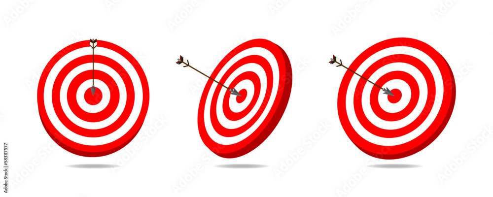 Image vectorielle Stock Realistic red targets and arrow icon from a bow ...