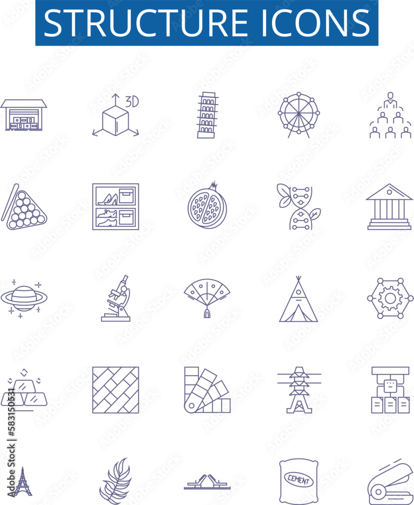 Structure icons line icons signs set. Design collection of Icons ...