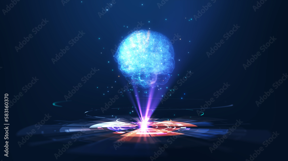 Стоковая иллюстрация «Artificial intelligence brain animation. Digital brain big data deep ...