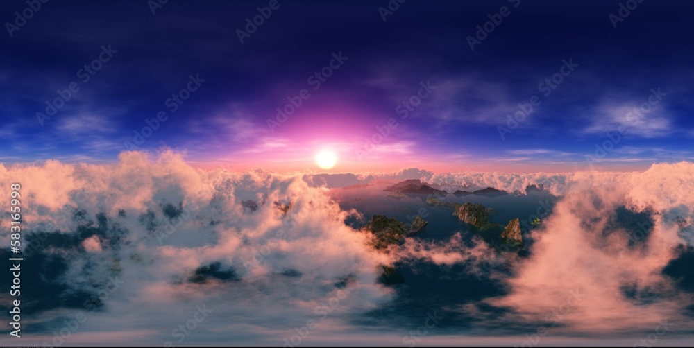 Panorama of clouds, HDRI, environment map , Round panorama, spherical ...