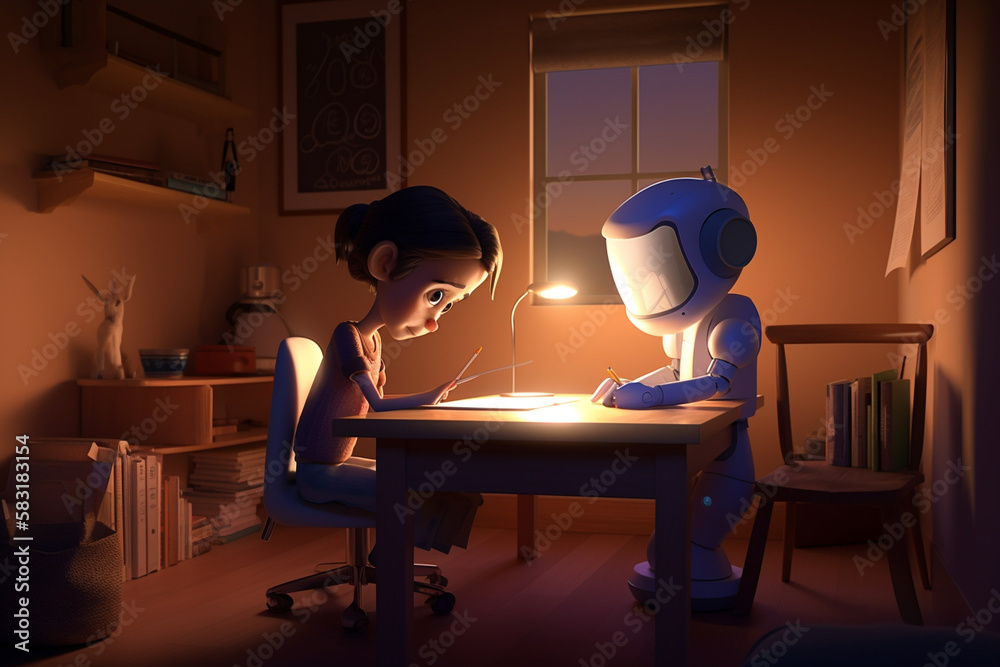 AI Chat Bot Helps Student with Homework. Tutoring with AI Chat Bot. AI ...