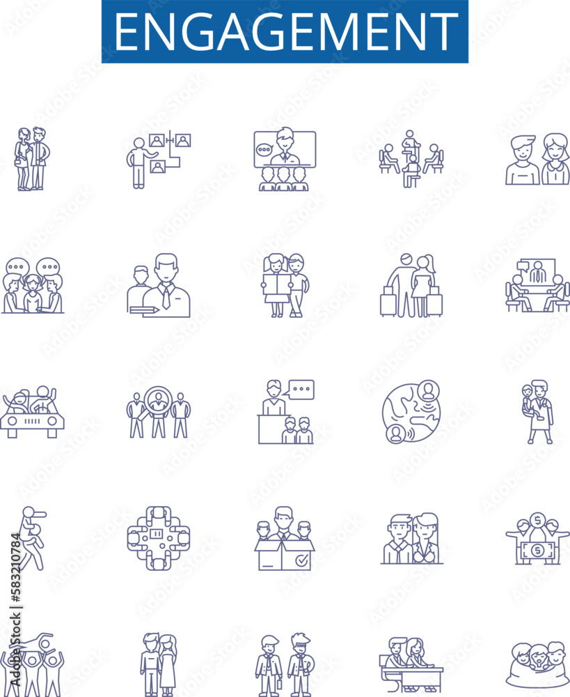 Engagement Line Icons Signs Set Design Collection Of Involvement Commitment Attachment