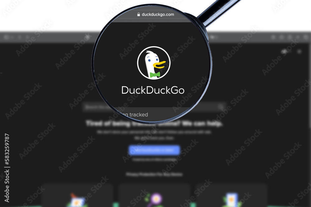 Stock-Foto „Los Angeles, California, USA - 20 Martha 2023: Illustrative Editorial of DuckDuckgo ...