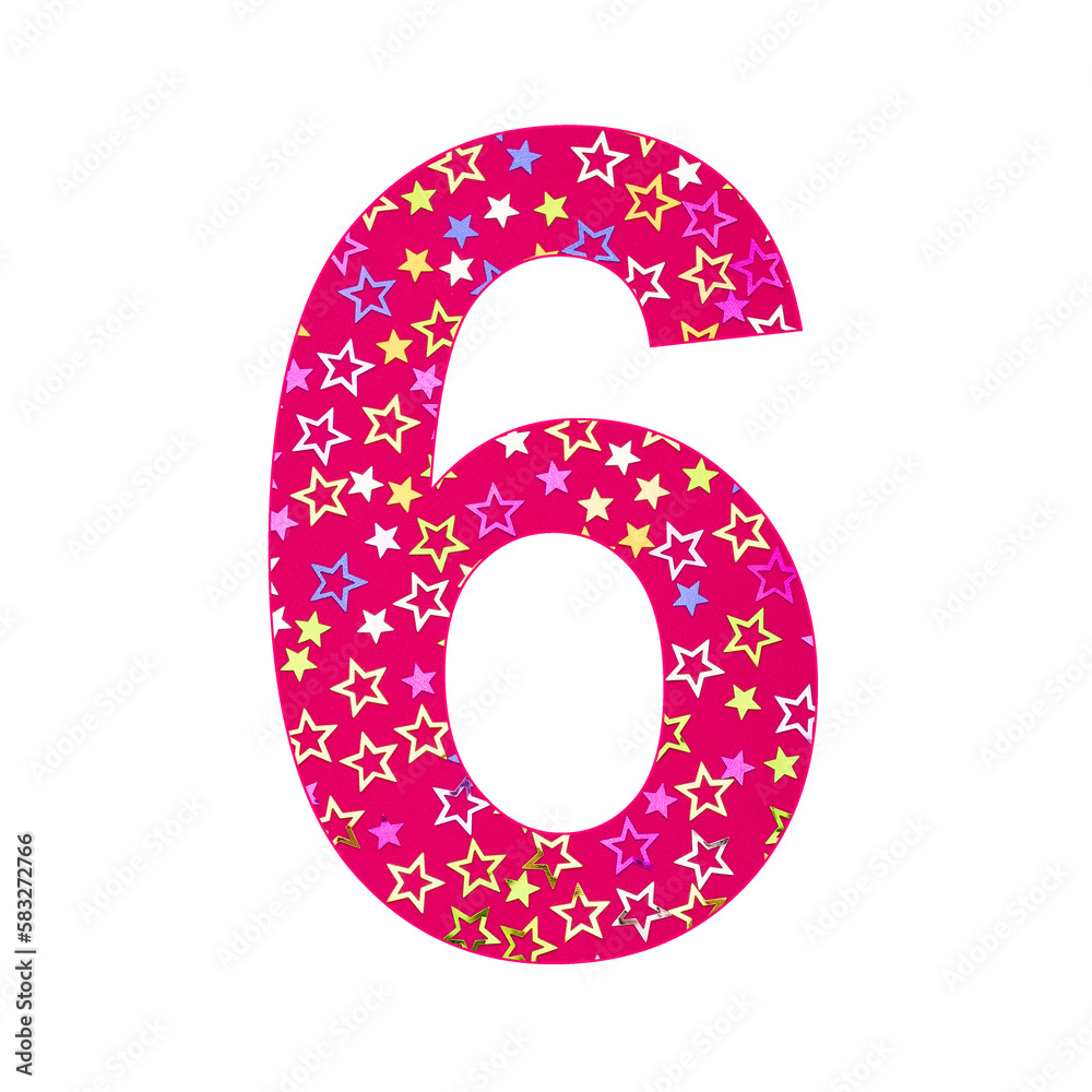 Number six - Birthday Background with Colorful Confetti. rhodamine red ...