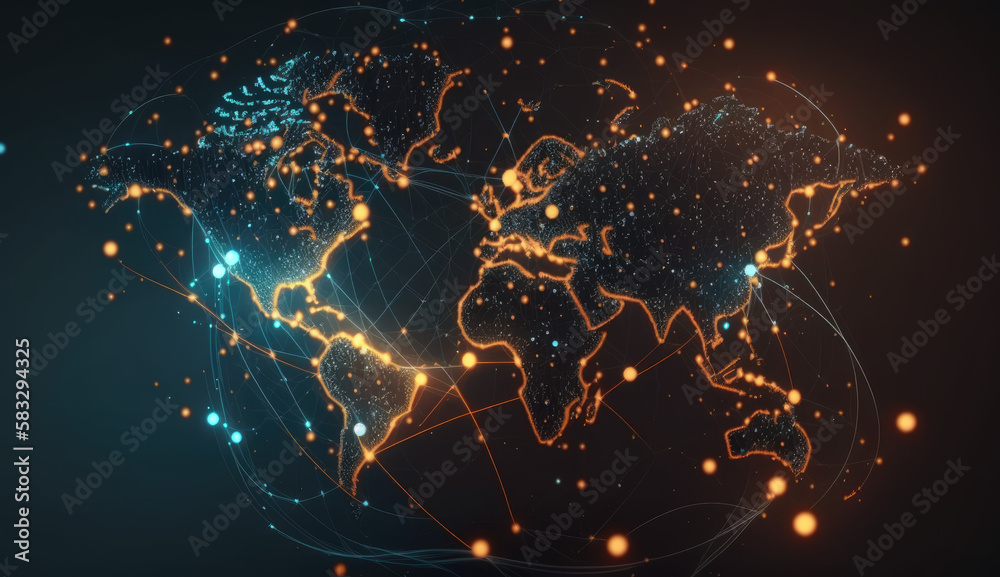 Global Connection Future Technology Web3 Virtual Background Internet ...