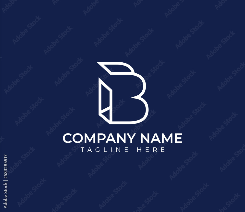 Abstract line art, creative letter b logo vector design inspiration ...