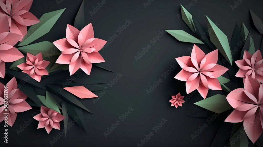 Origami flowers background wallpaper Stock Illustration | Adobe Stock