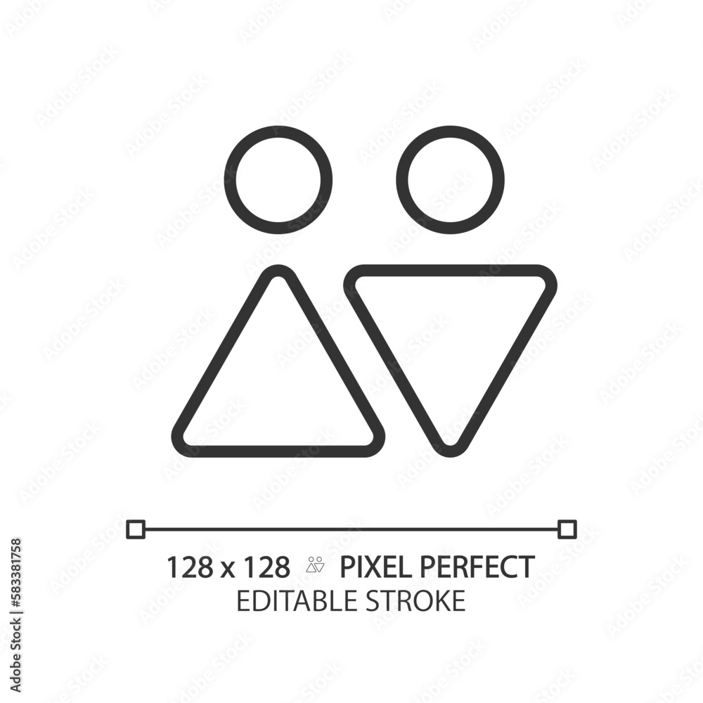 WC sign pixel perfect linear icon. Door mark for public toilet room ...