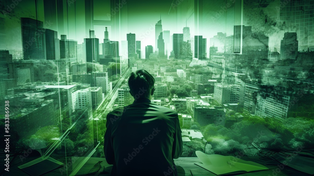 Sustainable mindset engineer plans a city project Eco friendly urban ...